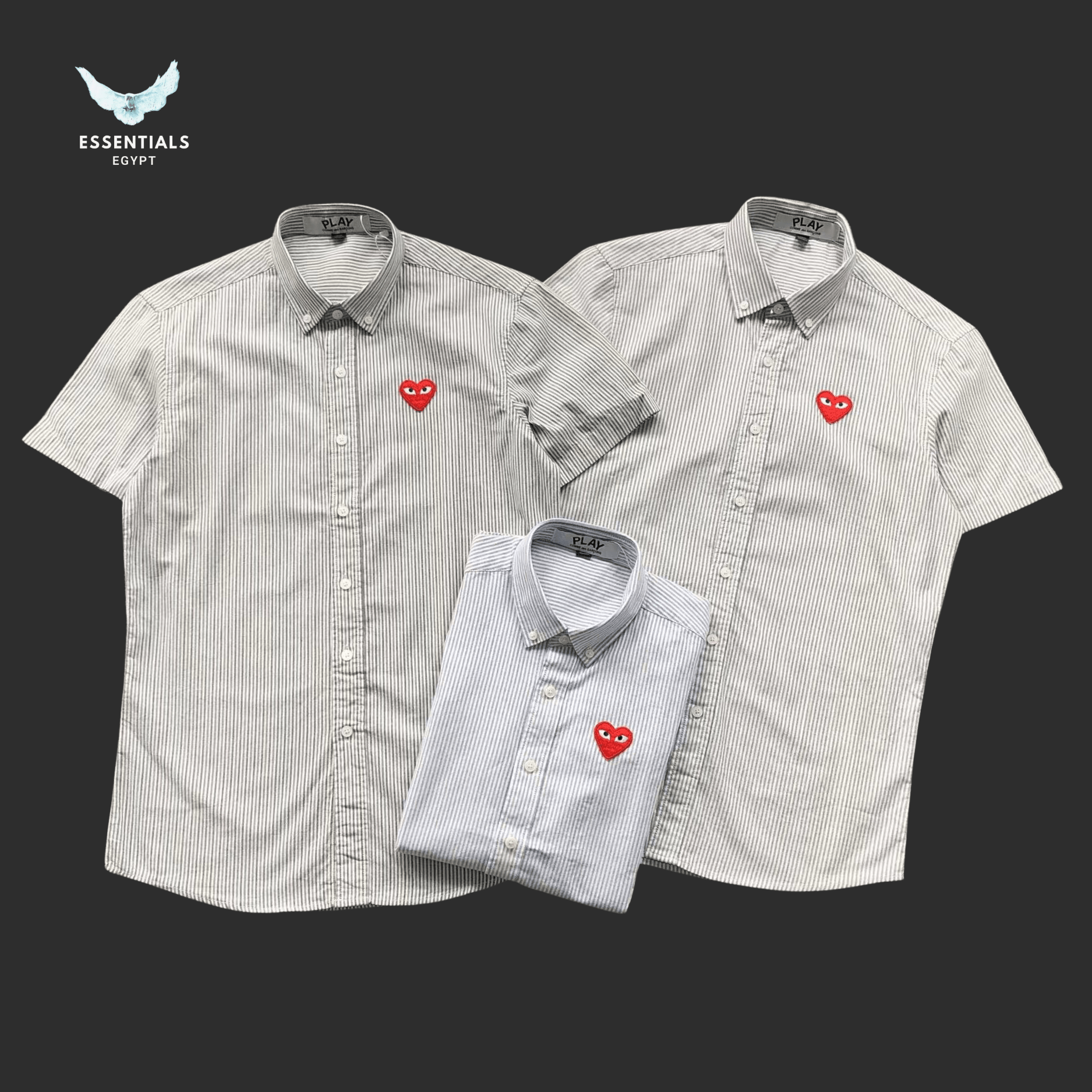 CDG Grey Red Heart Shirt Egypt | Essentials EG